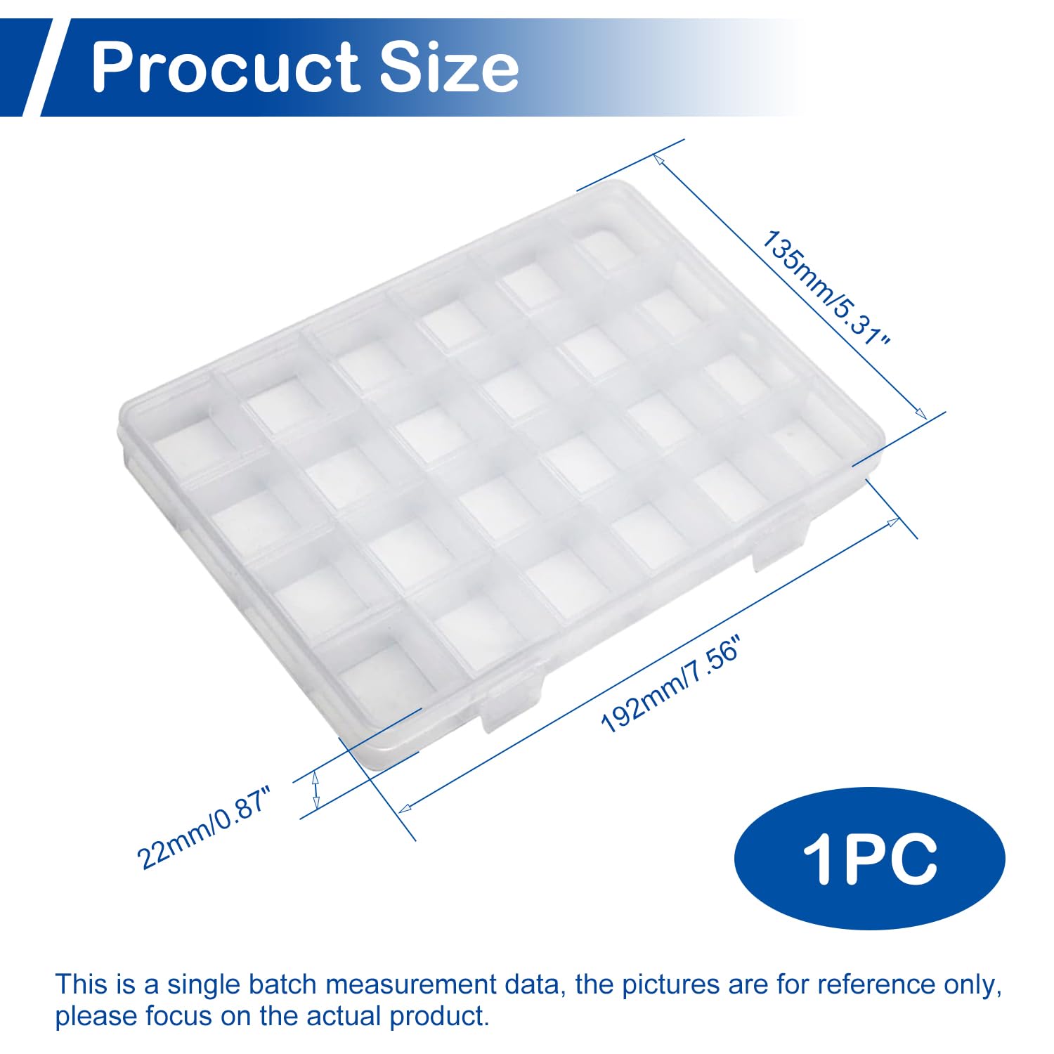 MroMax Fixed 24 Grids Clear Plastic Organizer Box Container Craft Storage, PP Organizer Box for Beads Organizer Art DIY Crafts Jewelry Fishing Tackles