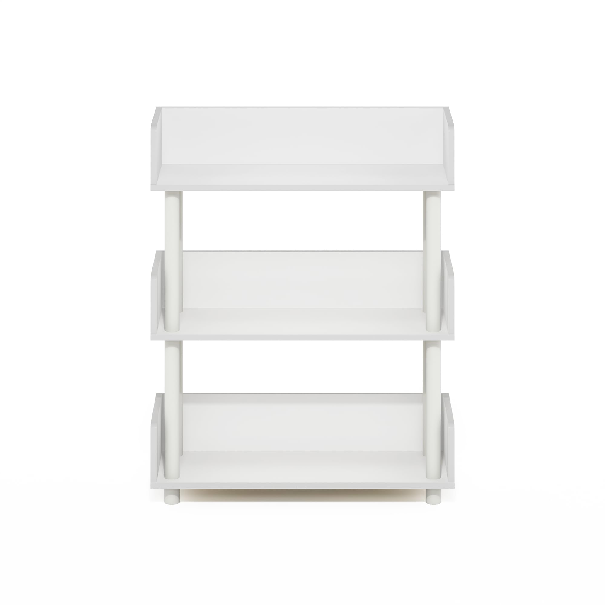 Furinno Turn-N-Tube 3-Tier Freestanding Multipurposes Display Rack, Bookshelf, White/White