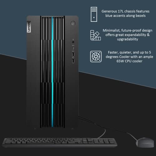 Lenovo IdeaCentre 5 Gaming Desktop, 12th Gen Intel Core i7-12700 Processor, GeForce RTX 3060, 32GB RAM, 512GB PCIe SSD + 1TB HDD, RJ45, DP, HDMI, Wired KB & Mouse, Wi-Fi 6, Windows 11 Home, Black