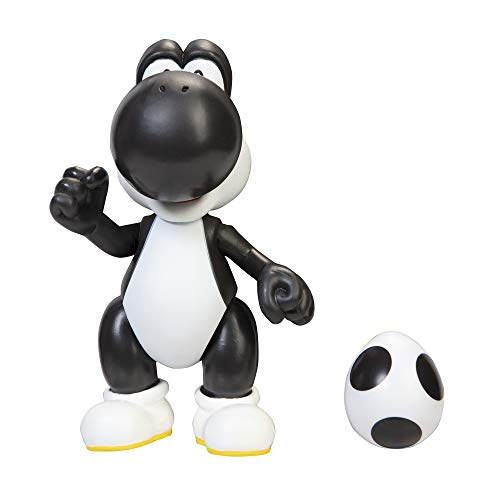 Super Mario Action Figure 4 Inch Black Yoshi Collectible Toy with Egg Accessory