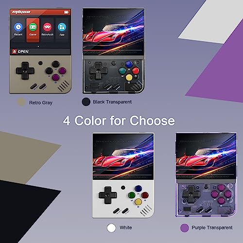 Miyoo Mini Plus Handheld Game Console 3.5 inch Classic System Retro Video Games Consoles Portable Rechargeable Hand Held 64G with Case (Gray)