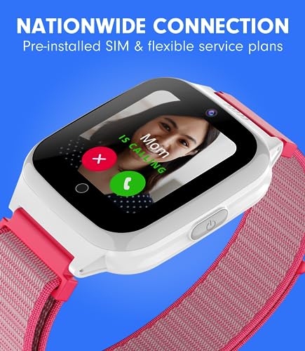 JrTrack 2 SE Smart Watch for Kids by Cosmo | 4G Phone Calling & Text Messaging | SIM Card & Flexible Data Plans | GPS Tracker Watch for Kids | Childrenās Smartphone Alternative (Pink)