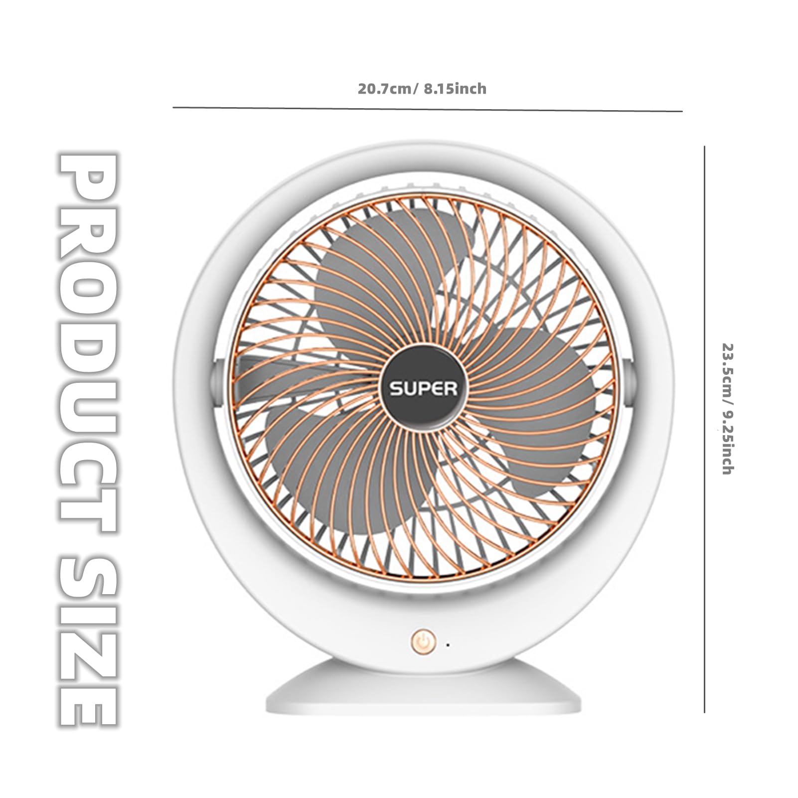 Chchmu USB Desk Fan 8in Desktop Table Fans Personal Quiet Fan with Strong Airflow Portable & Suspensable Cooling Fan with Head Adjustable for Home Bedroom Office Table & Desktop, Gold