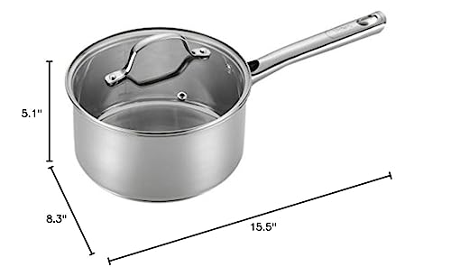 T-fal E75824 Performa Stainless Steel Dishwasher Safe Oven Safe Sauce Pan Cookware, 3-Quart, Silver