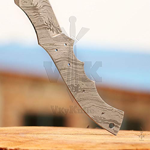 Damascus Steel Blank Blade 9" Handmade Hunting Skinnig Camping Knife Blanks Diy Knife Making Material Fixed Blade Bushcraft Edc Knives Blanks Jnr2168