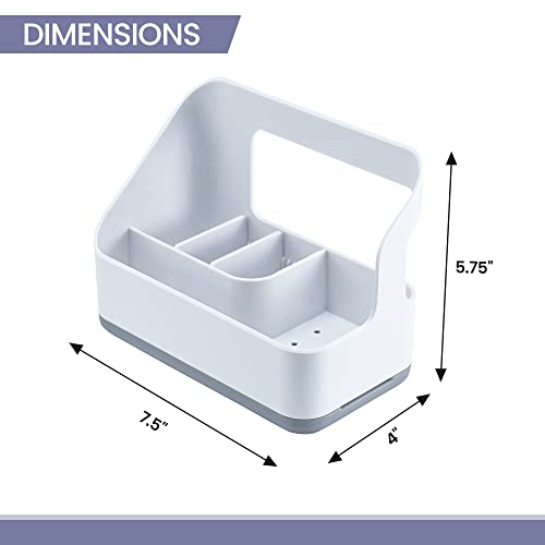 Cheer Collection Toiletry Organizer and Sponge Caddy, Countertop Organizer for Kitchen and Bathroom Sink with Removable Dividers and Drain Tray