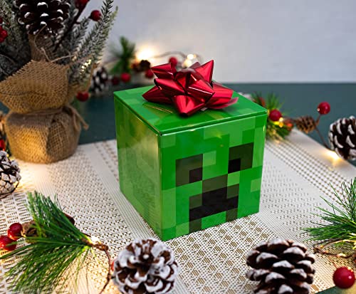MINECRAFT Creeper 4-Inch Tin Storage Box Cube Organizer with Lid | Basket Container, Cubby Cube Closet Organizer, Home Decor Playroom Accessories | Video Game Toys, Gifts and Collectibles