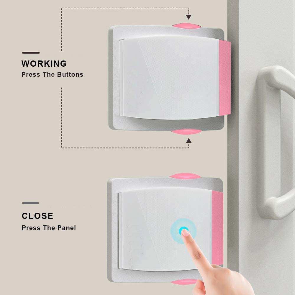 CuleedTec 4 Pack Sliding Glass Door Child Lock for Child Safety, Slide Window Locks for Kids Proof, with Strong Adhesive Tape, No Screws or Drills (Pink)