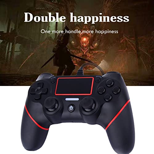 Wintek Inone PS-4 Wired Controller for PS-4/Pro/Slim/PC/Laptop, USB Plug Gamepad Joystick with Dual Vibration and Anti-Slip Grip, Professional USB PS-4 Wired Gamepad(Black & Red)