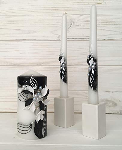 Magik Life Unity Candle Set for Wedding - Wedding Accessories for Reception and Ceremony - Candle Sets – Unity Candle 6 Inch Pillar and 2 * 10 Inch Tapers- Bachelorette and Engagement Party
