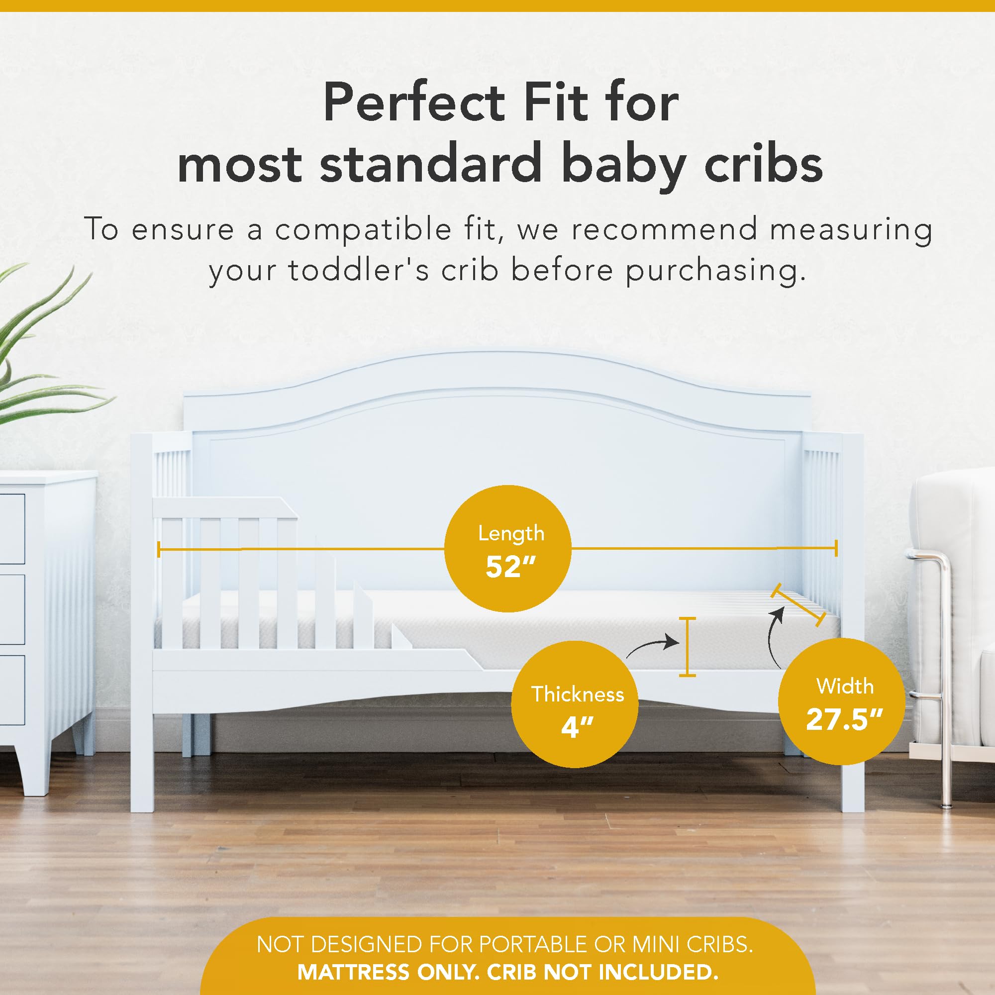 DynastyMattress 4 Inches Cooling Gel Memory Foam Crib Mattress Bed for Toddlers, Infants, Babies - Waterproof - Machine Washable - (Crib), USA Made