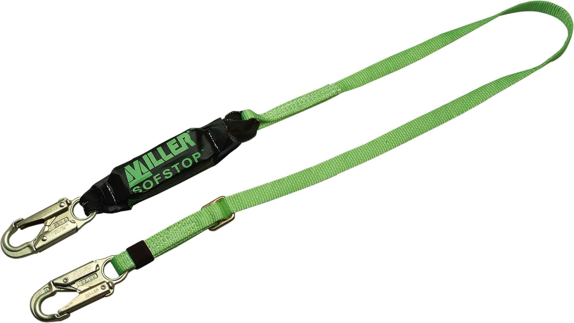 Miller by Honeywell 910TWLS/20FTGK 20-Feet HP Adjustable Web Lanyard with SofStop Shock Absorber and Two Locking Snap Hooks