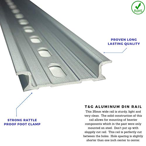 ICI T&G 2 Pieces DIN Rail Slotted Aluminum RoHS 12" Inches Long 35mm Wide 7.5mm High