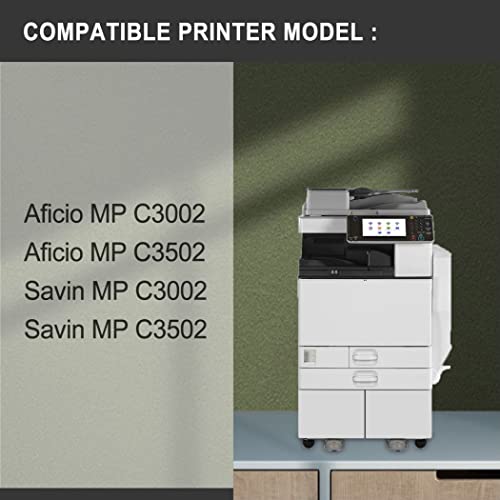 JUHASG 2 Pack Compatible MP C3502 841735 Black Toner Cartridge Replacement for Ricoh Savin MP C3002 C3502 Aficio MP C3002 C3502 Printer Toner