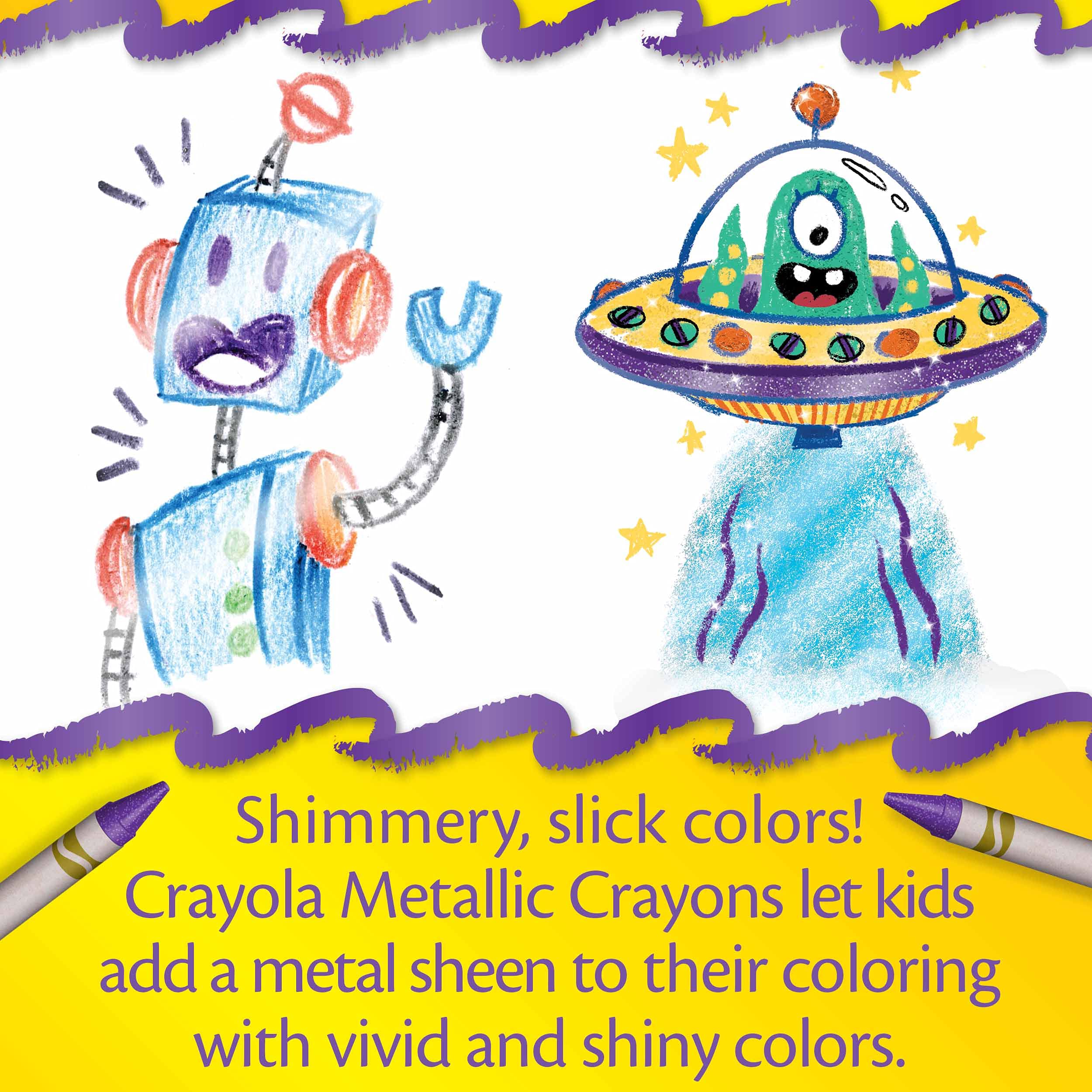 Crayola Metallic Crayons, Kids Art Supplies, 24 Count, Coloring Supplies, Gift for Kids, Ages 3, 4, 5, 6