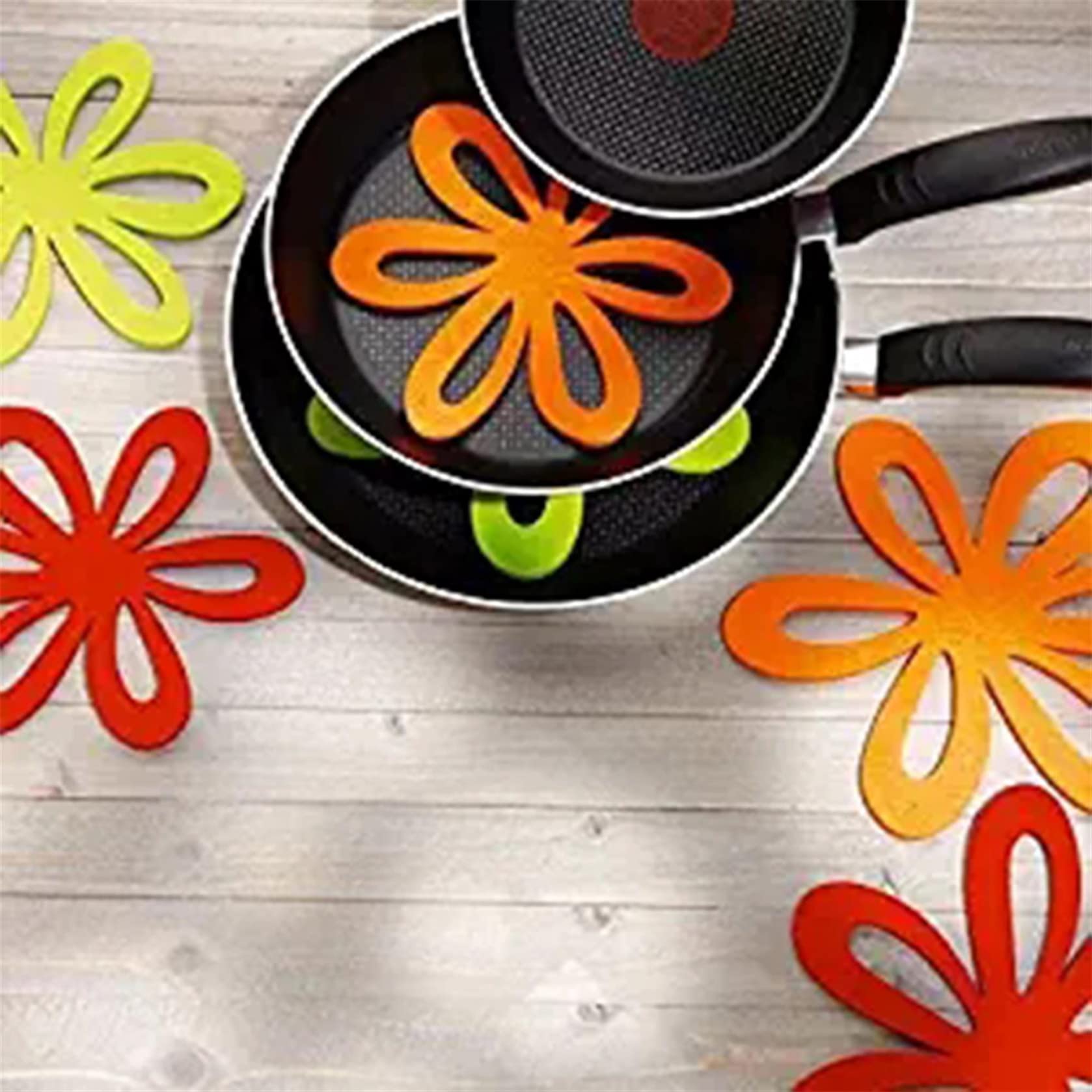 Ellylian Pot Pan Protectors, Set of 6, Larger Thicker Cyan Pan Protector Pads, Pan Pot Separator Pads for Stacking and Protecting Your Cookware