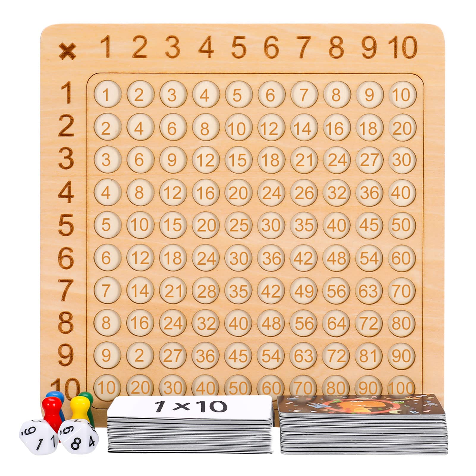 DragonflyDreams Wooden Multiplication Table Board Game Montessori Maths Board, Children Counting Toy Educational Wooden Math Table Board Game for Toddlers Kids Over 3 Years Old