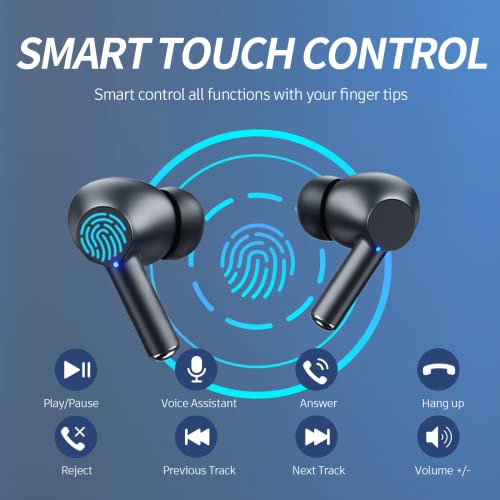Wireless Ear Buds Bluetooth Earbuds, 60H Playtime LED Display Charging Case Bluetooth 5.3 Headphone with Mic, Noise Cancellation Stereo Sound, IPX5 Ear Buds for iPhone/Samsung/Android/iOS