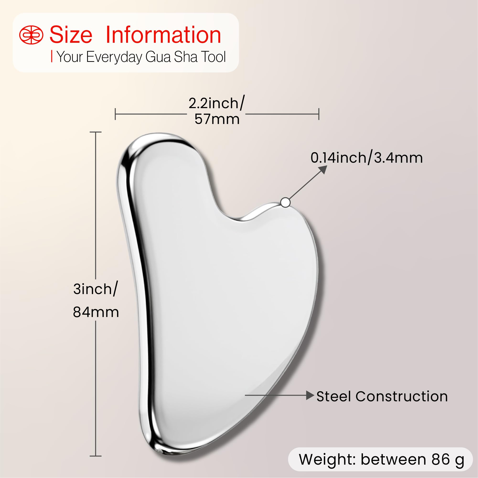 Rena Chris Gua Sha Facial Tools, Stainless Steel Guasha Tool for Acupuncture, Manual Massage Sticks for Jawline Sculpting and Puffiness Reducing, Gua Sha Scraping Massage Tool, Skin-Care Tool (Sliver)