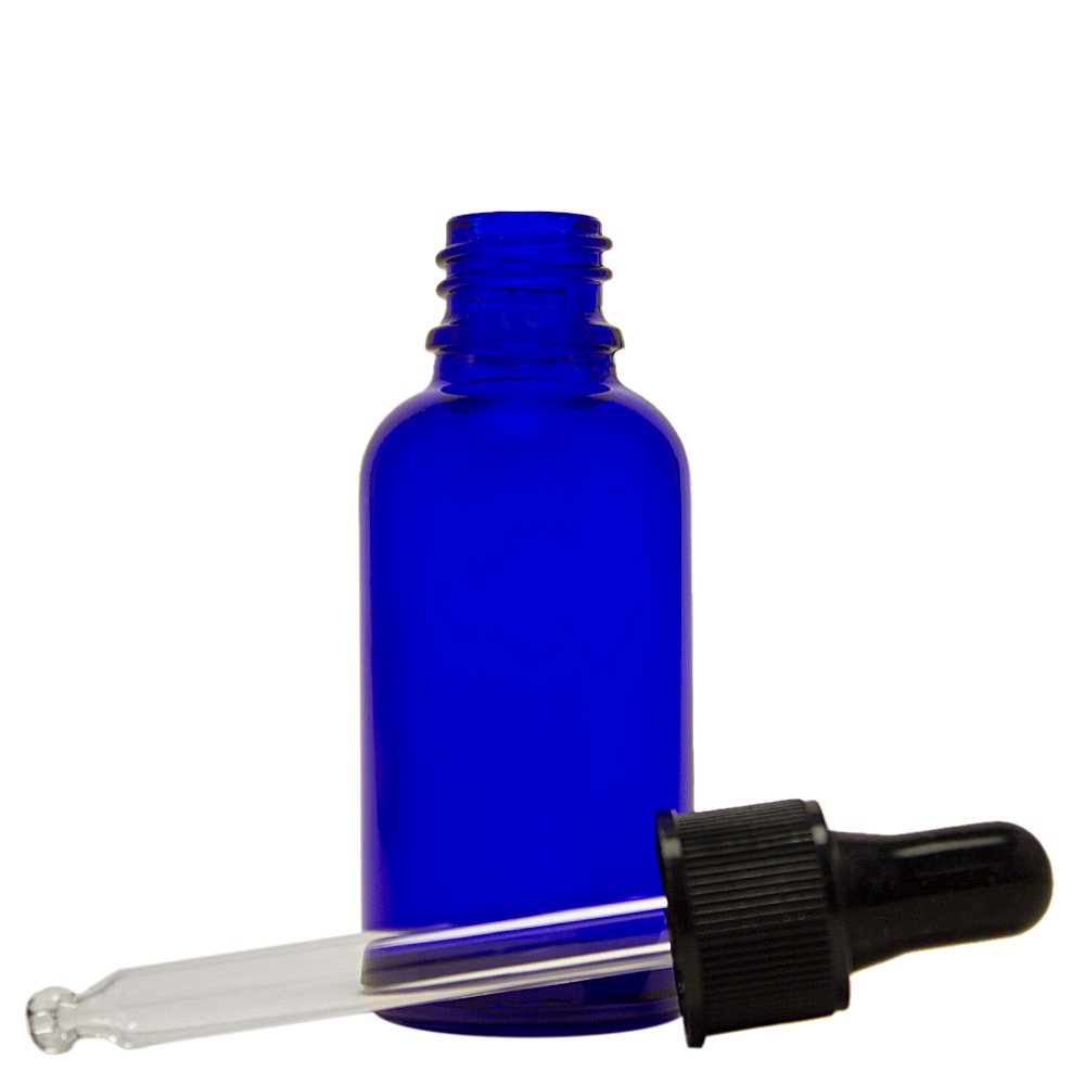 GreenHealth - Pack of 2 - Cobalt Blue Glass Bottle 1oz with Glass Dropper