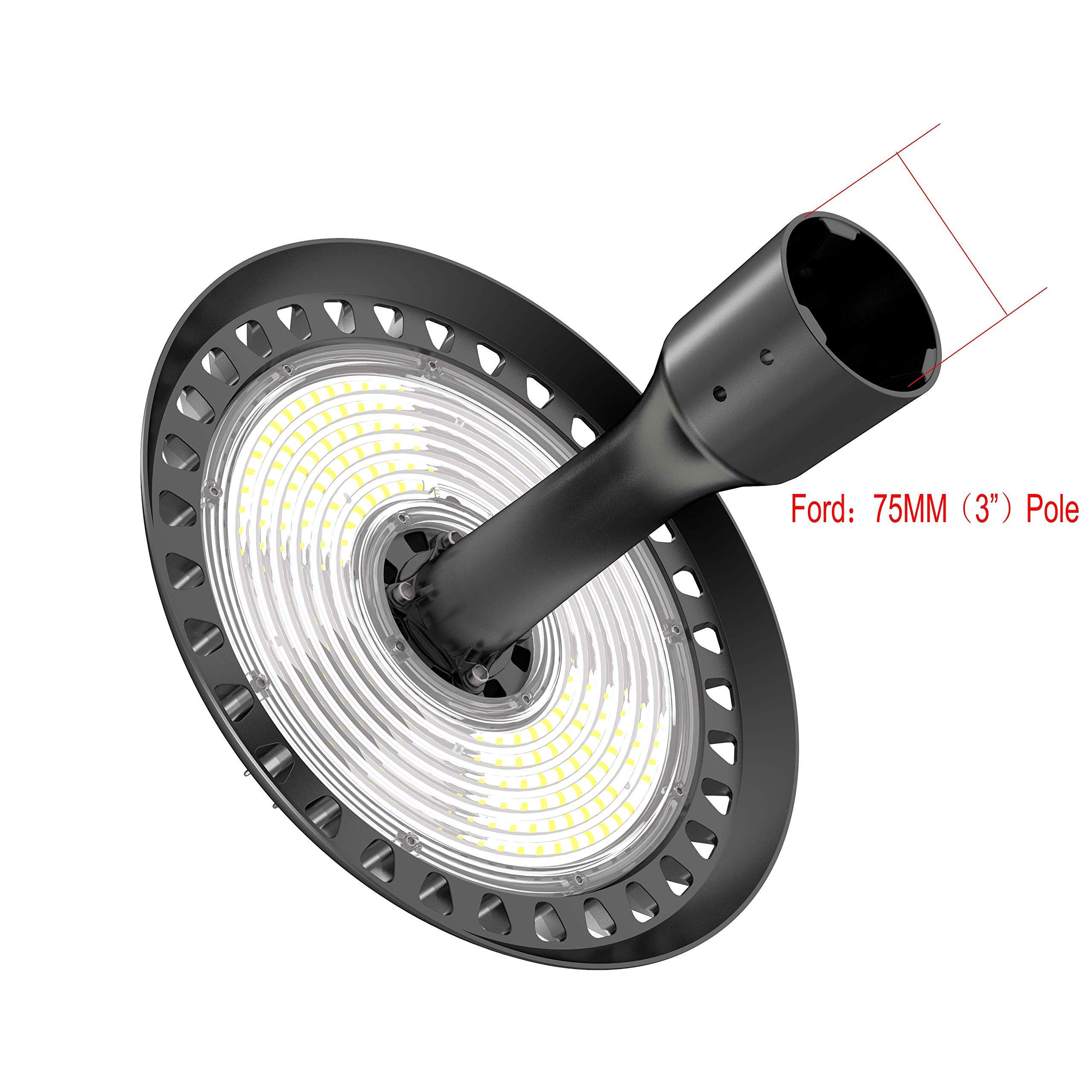KRLED Post Top Light 100W LED Circular Area Light Dusk to Dawn (Photocell Including 13000Lm 5500K Pure White Garden Pole Lights Fixture for Street Yard Garden