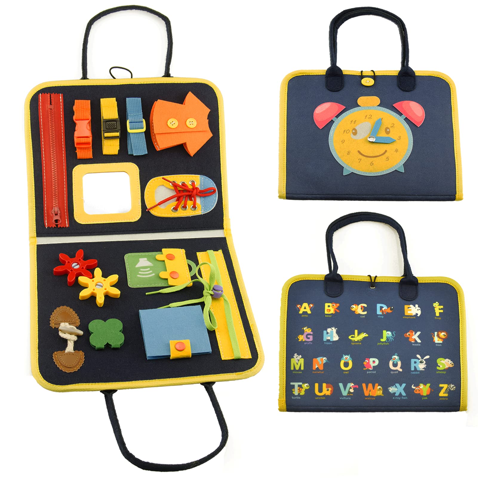 Yemmert Toddler Busy Board Toys,Montessori Busy Board Toy for 1 2 3 4 5 6 Year Old,Toddler Toys Age 1-2,Preschool Fine Motor Educational Travel Learning Toys for Toddlers 1-3