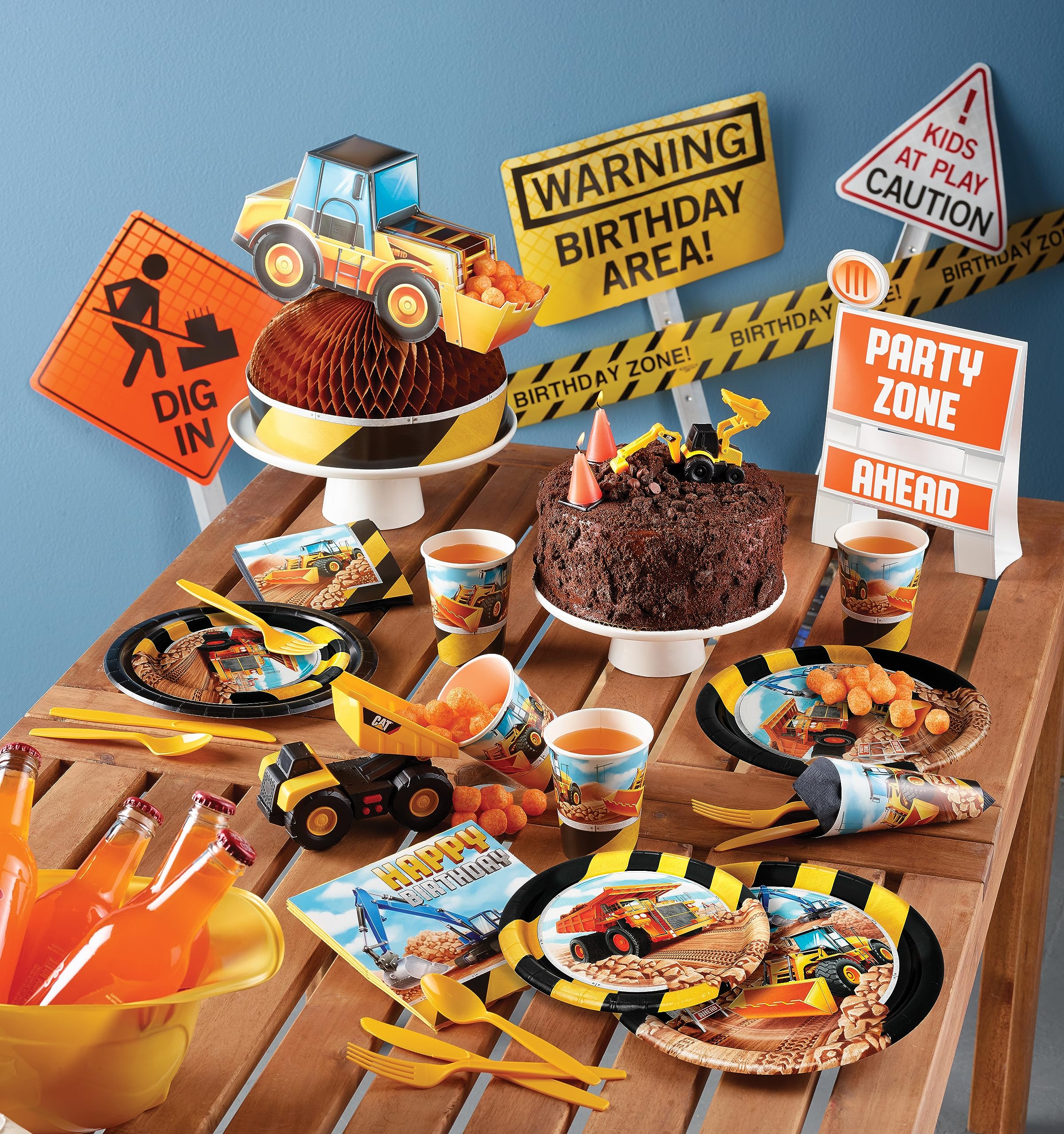 Creative Converting Black and Yellow Construction Zone Plastic Table Cover - 1pc Multi-color, 54 inx 102 in, 1 ct