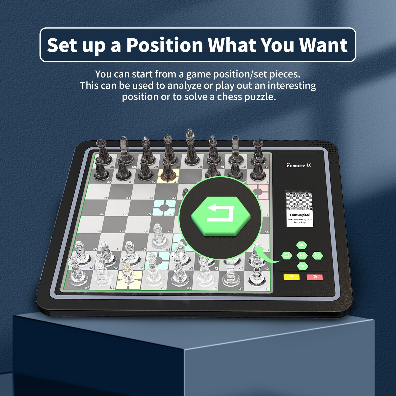 Electronic Chess Set, Chess Set Board Game, Computer Chess Game, Electronic Chess Game, LEDs,Built-in Battery, Great Partner for Play and Practice