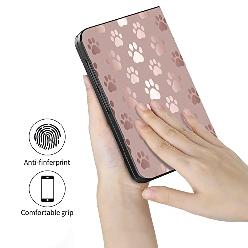 Case for Microsoft Surface Duo Case,Surface Duo Leather Case 2020, AIRWEE Ultra Slim Hard PC Back Case Protective Fold Cover for Microsoft Surface Duo,Pink Paw Print
