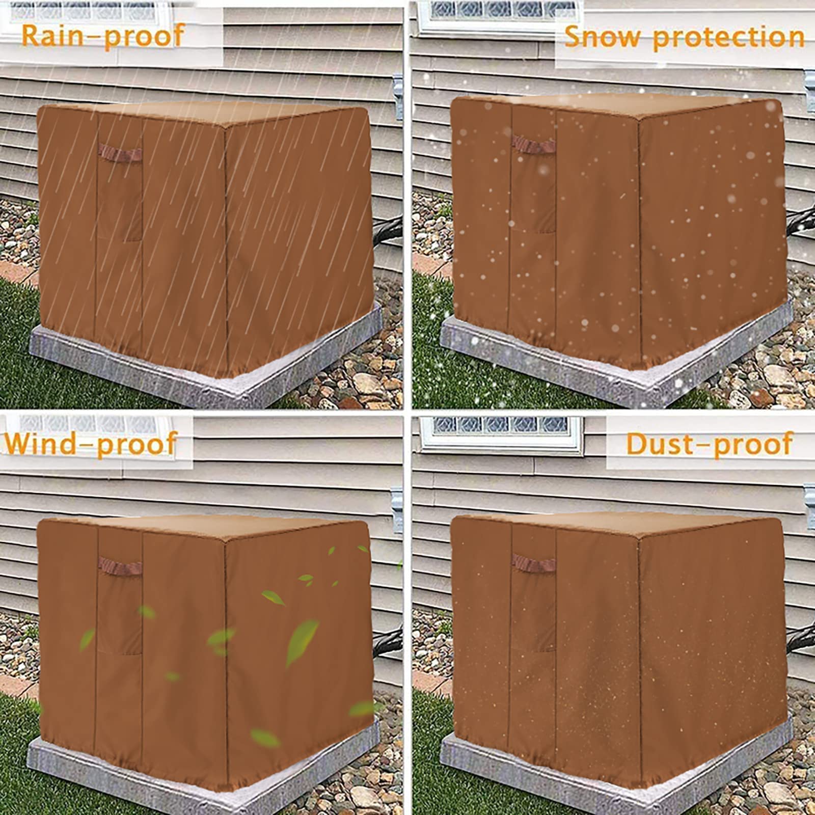 Yesland Central Air Conditioner Covers for Outside Units - AC Covers Water Resistant and Windproof Design AC Unit Cover - Universal Brown Winter AC Unit Cover (32''L x 32''W x 36''H)