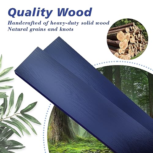 Habudda Floating Shelves, Wall Decor Wood Shelf for Bathroom Bedroom Kitchen Living Room Hanging Mounted Storage, Extra Long 35.5 Inch Set of 2, Wooden Rustic Navy Blue