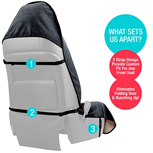 SG Edge Terry Cloth Sweat Towel Seat Cover; Carseat Towel Protector; Great for Gym Workout; Waterproof; Universal Fit for Car SUV Van Truck; EZ fit; Non Slip Grip; Machine Washable; 2pc Grey