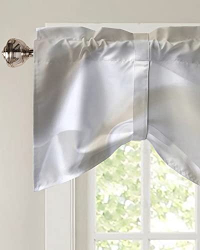 Tie Up Valance for Kitchen Windows, White Gold Silk Art Tie-up Curtain Shade Valances 60x18In 1 Panel Rod Pocket Short Curtains Window Treatment for Living Room Home Decor Abstract Fabric Texture