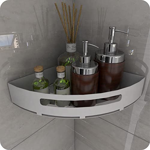 METALCROMO 1-Pack Shower Shelve for Tile Walls, No Drilling Required Stainless Steel Corner Shower Caddy for Shampoo Conditioner, Bathroom Organizer No Drilling (White)