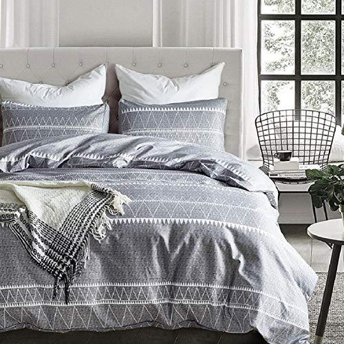 Tebery Duvet Cover Set with Zipper Closure 3 Pieces (1 Duvet Cover + 2 Pillow Shams) Ultra Soft Microfiber (Grey, King(104" x 90"))