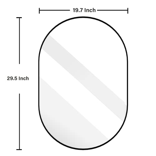 Manocorro Oval Wall Mirror, 20" x 30", Black Oval Bathroom Mirror, Large Wall Mounted Mirror w/Metal Frame, Vertical & Horizontal, Prefect for Entryway, Bedroom, Fireplace (20''x30'', Black)