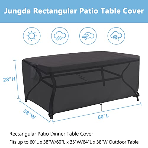 Jungda Outdoor Dining Table Cover,60 Inch Rectangle Patio Dining Table Cover,Waterproof Outside Table Cover Furniture Cover - 60 X 38 X 28 Inch