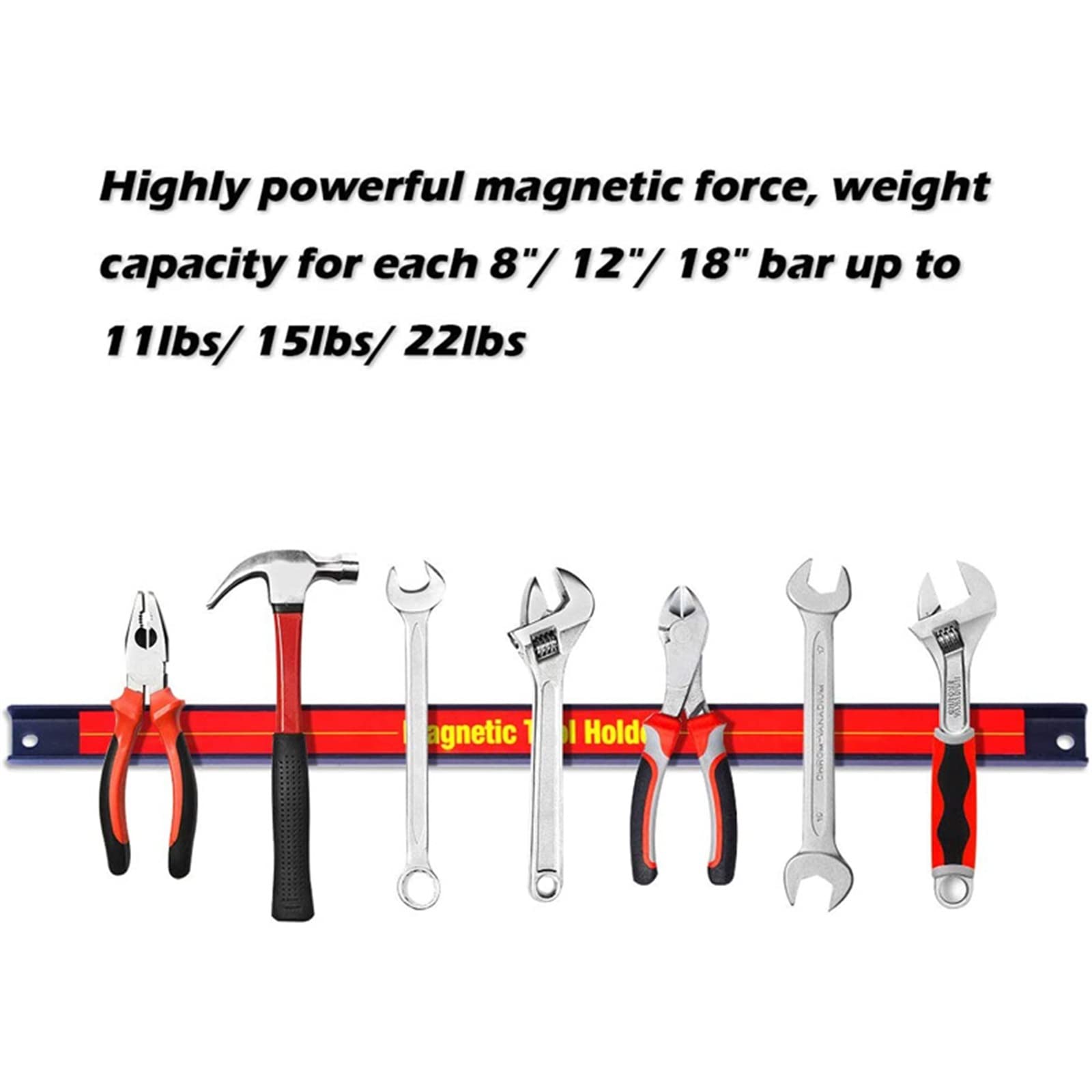 full of happiness Magnetic Tool Holder, Heavy-Duty Magnet Tool Bar Strip Rack, Space-Saving Strong Metal Organizer Storage Rack for Wrench (Color : 8 inch)