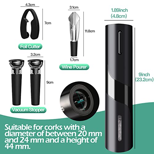 TEBIKIN Electric Wine Bottle opener,Battery Operated Automatic Wine Bottle Corkscrew Opener with Foil Cutter,2 Wine Vacuum Stopper,Wine Pourer for Gift,Home,Party