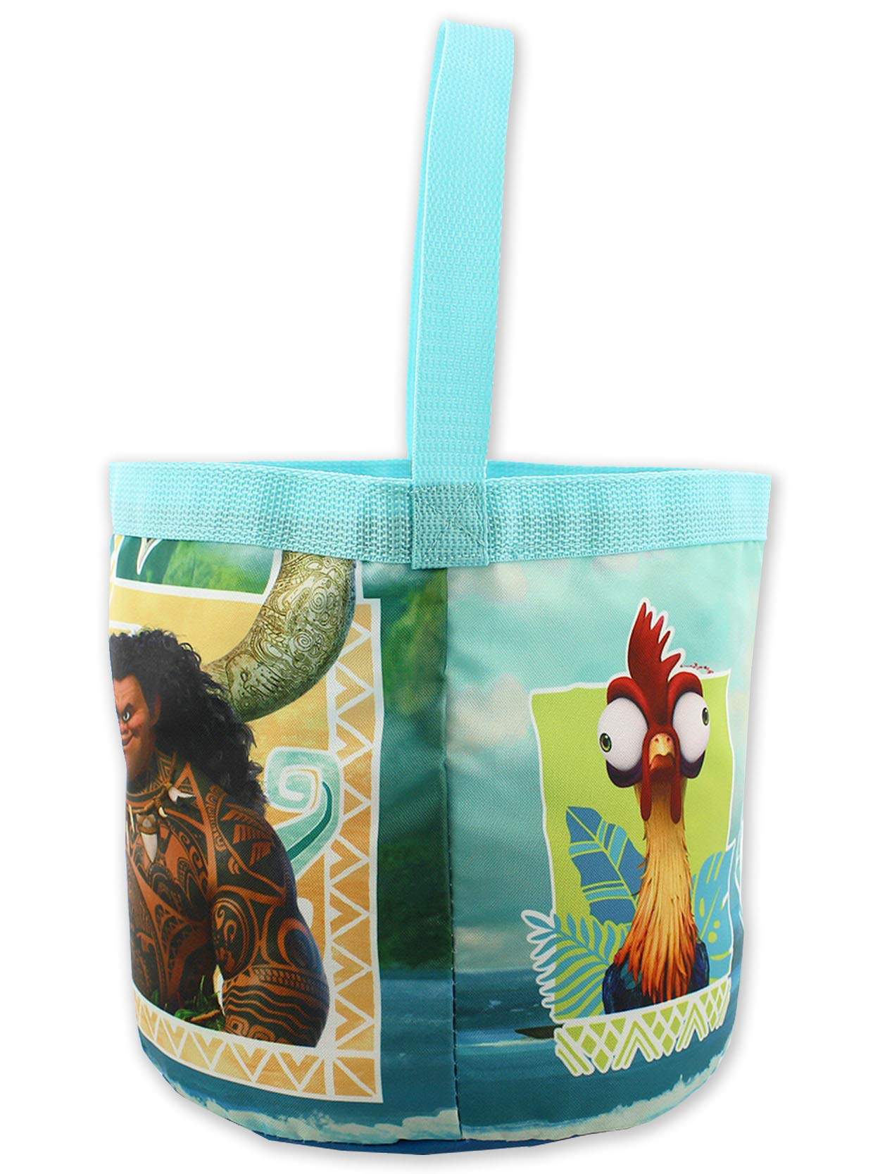 Disney Moana Maui Girls Collapsible Nylon Gift Basket Bucket Tote Bag (One Size, Blue)