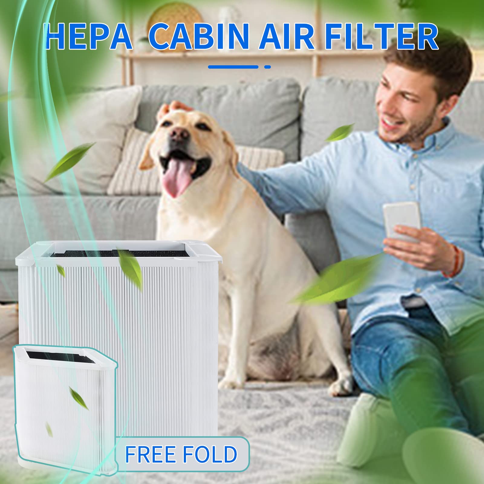 ELEMFIL 211+ Replacement Filter Compatible with Blueair Blue Pure 211+ Air Purifier, Foldable Filter