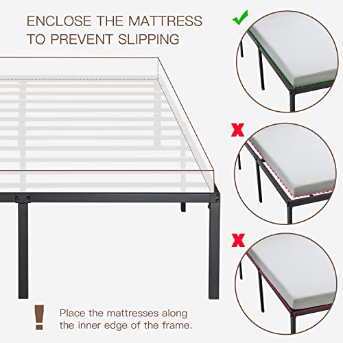 ikalido Full Size Metal Platform Bed Frame, Heavy Duty Metal Slats Support with Large Storage Space and Reserved Holes for DIY Headboard, No Box Spring Needed/Easy Assembly/Noise-Free/Non-Slip