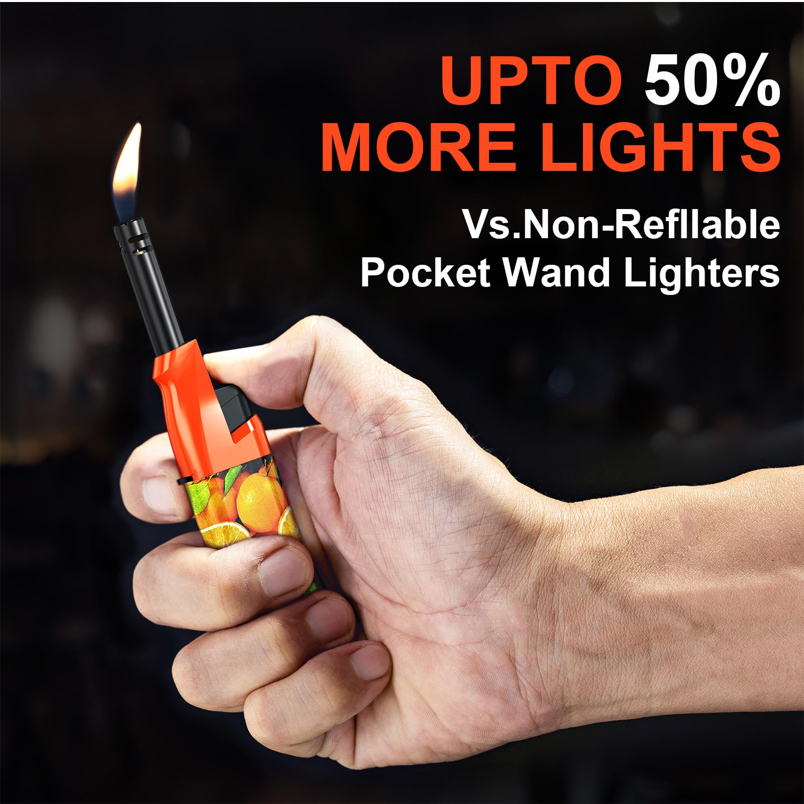 Candle Lighter, 8 Pack, Multipurpose Lighter with 1.5 Inch Extended Wand, Butane Refillable Adjustable Flame, Utility Lighter for BBQ Grill Fireplace (Without Butane)