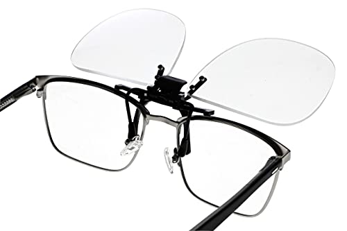 Magna-flip Clip on Flip up Magnifiers, 5.00 Power Converts Distance Glasses and Into Reading and Computer Glasses