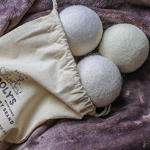 Wooly's Wool Dryer Balls, 8-PACK XL Sized Premium, Natural Fabric Softener, Replaces Dryer Sheets, Reduce Wrinkles & Static Cling, 30% Less Drying Time, Less Energy, Baby-safe. Balls for Laundry Dryer