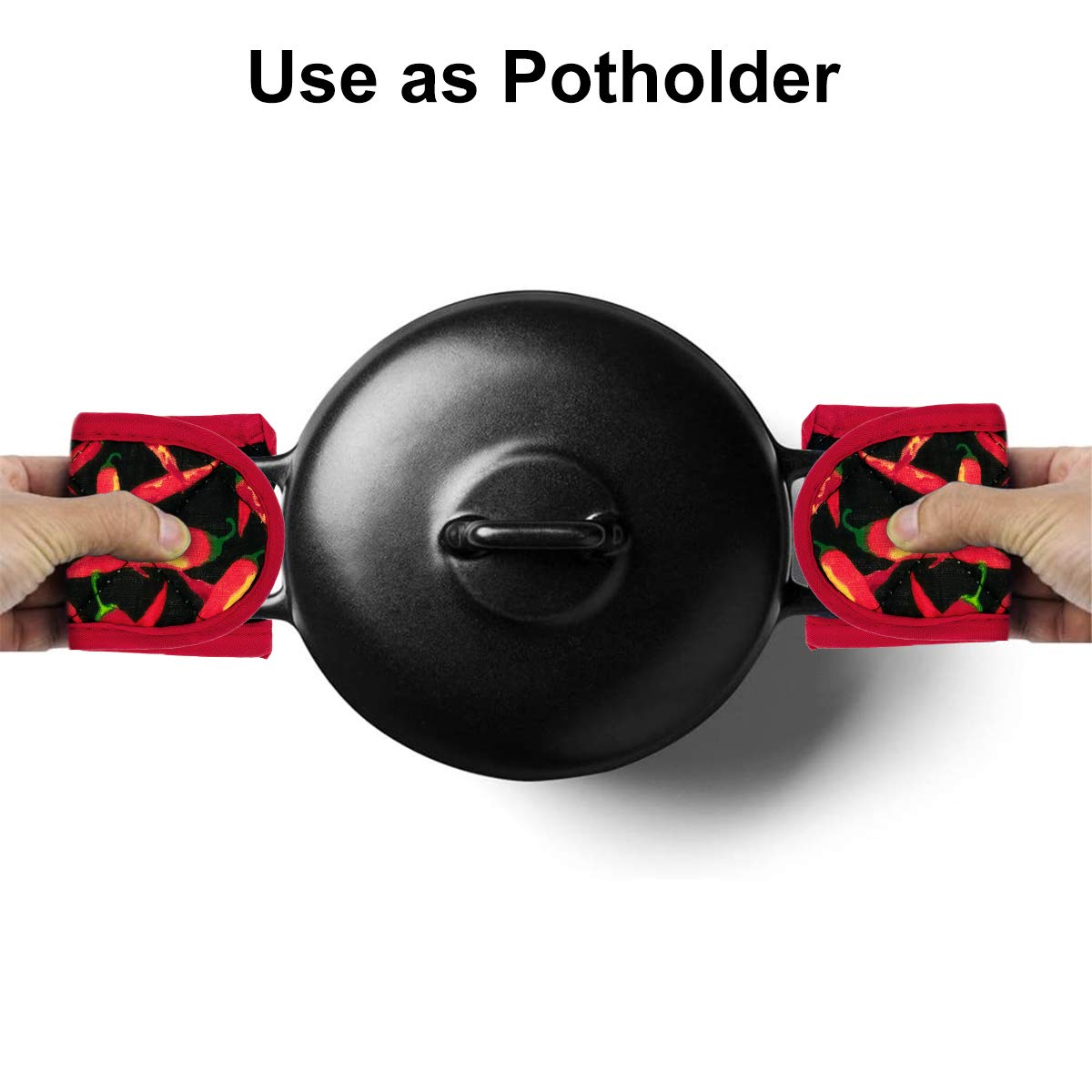 Evoio Cast Iron Skillet Handle Covers, Pot Handle Covers Heat Resistant, Heat Resistant Pot Pan Skillet Hot Handle Holder Sleeves Mitt Cover for Kitchen, BBQ and Baking Cookware (4-Pack Black)