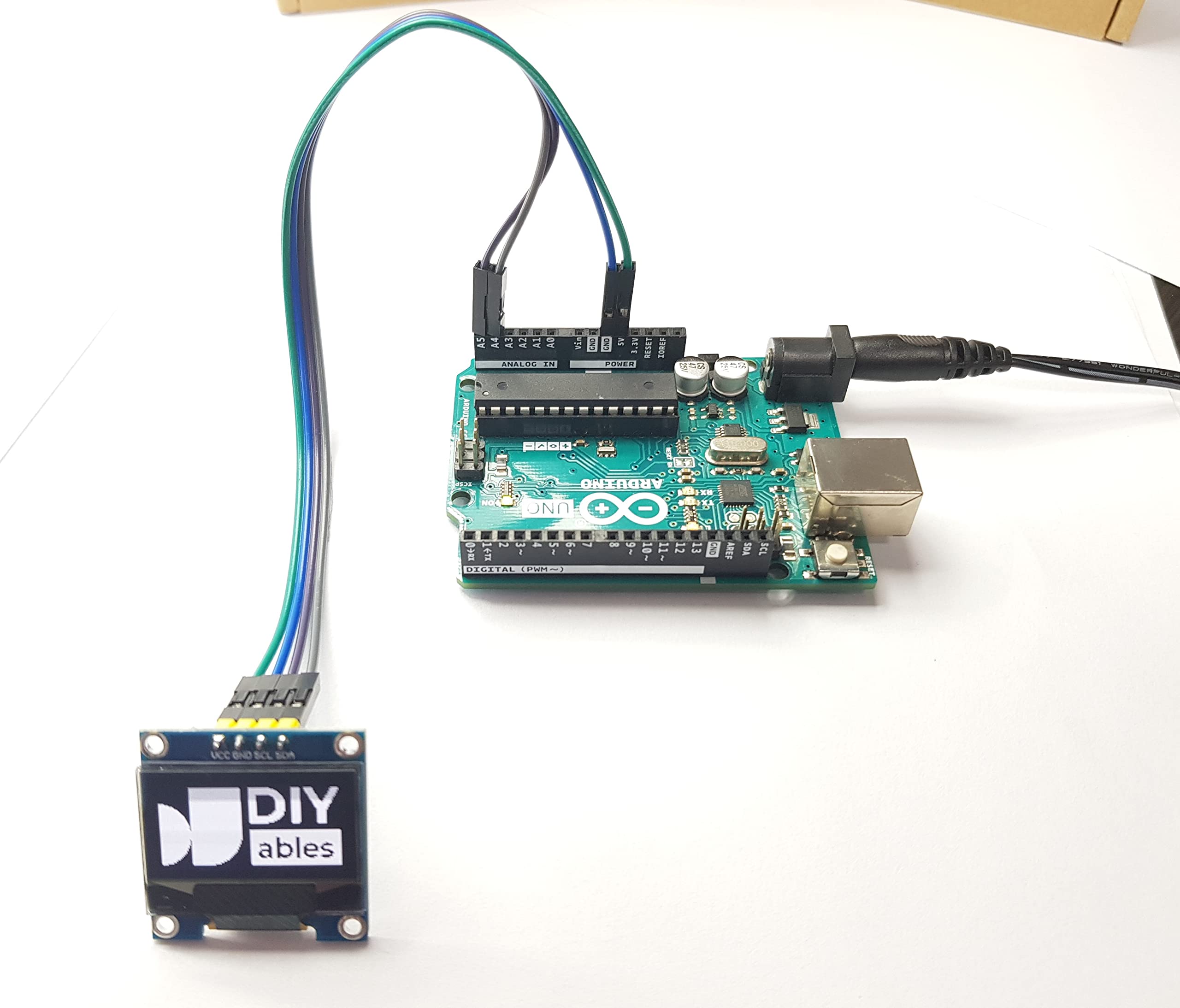 DIYables 2pcs OLED Display I2C 128x64 128x32 for Arduino, ESP32, ESP8266, Raspberry Pi