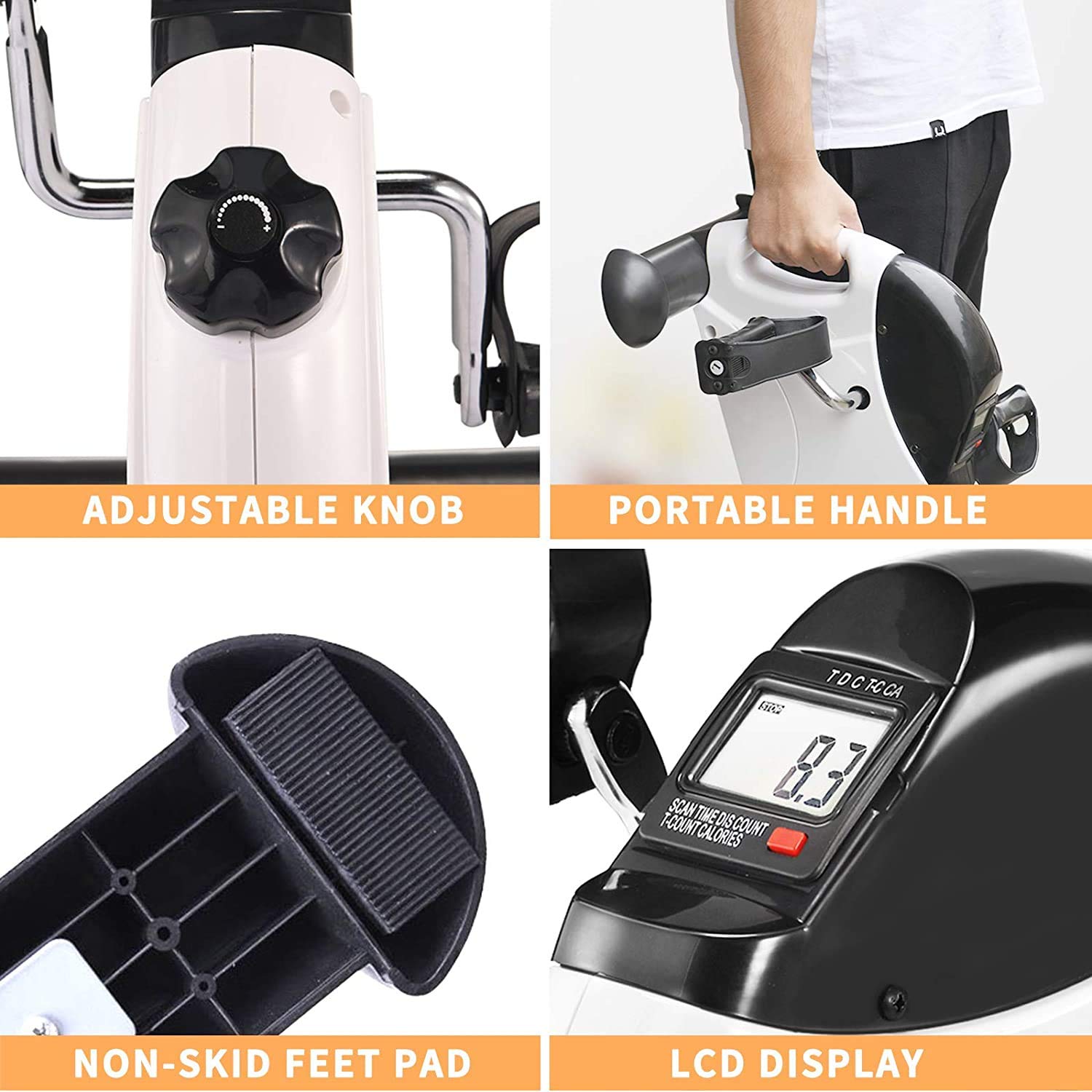 CEWINO Under Desk Bike Pedal Exerciser,Mini Exercise Bike,Portable Foot Peddler Desk Bike for Physical Therapy Leg and Arm Exercisers,Adjustable Sitting Pedal Exerciser for Elderly Men Women