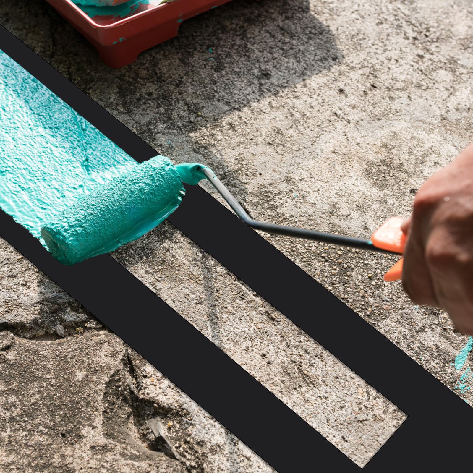Eunika 4 x 92 Inch Parking Lot Line Stencil, Foldable Pavement Straight Line Stencil Reusable Rubber Parking Template for Painting Parking Lot & Pavement Lines for Asphalt Concrete