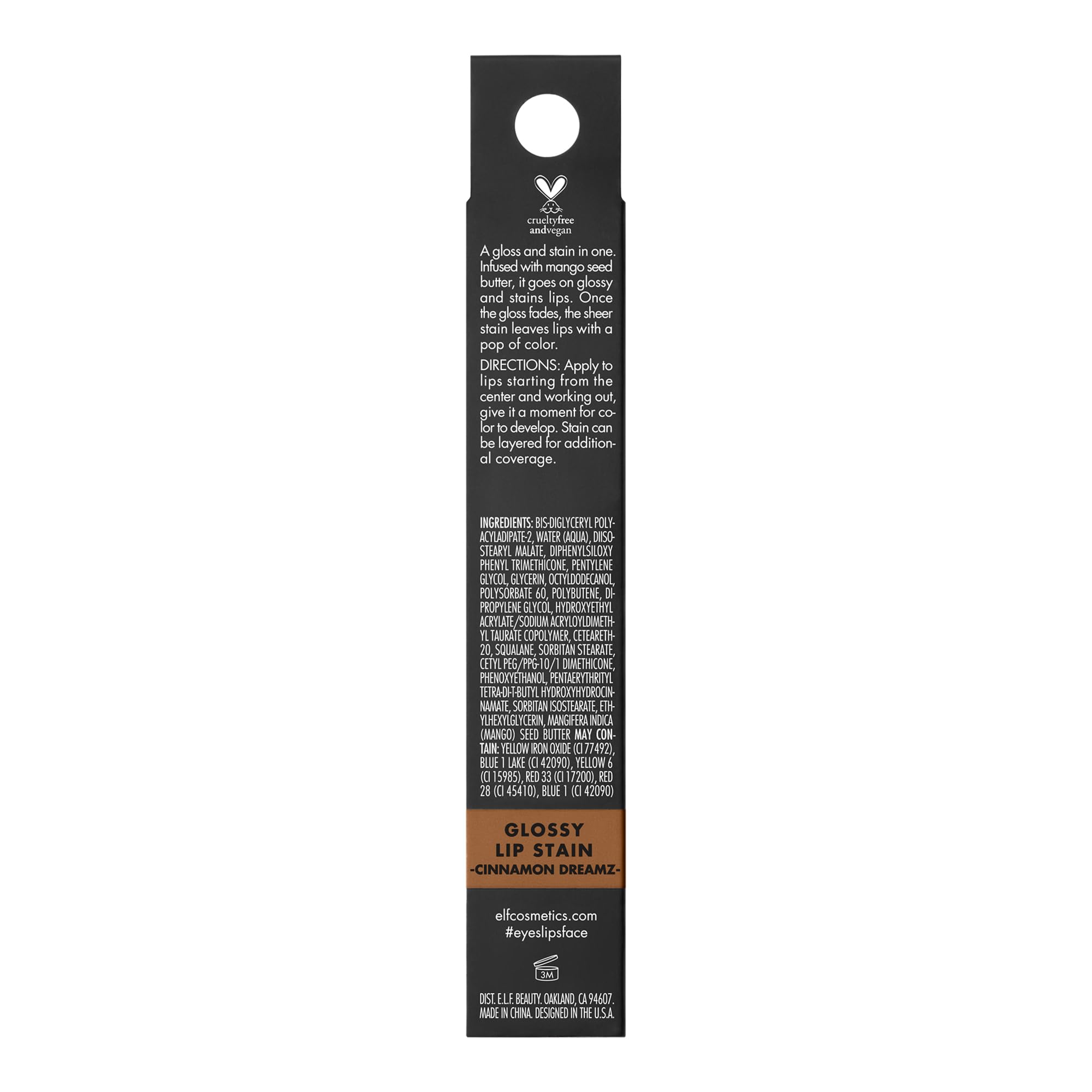 e.l.f. Cosmetics Glossy Lip Stain, Lightweight, Long-Wear Lip Stain For A Sheer Pop Of Color & Subtle Gloss Effect, Cinnamon Dreamz